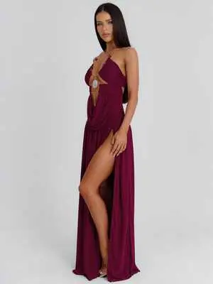 OUTCAST Nelly Maxi Dress Burgundy - Red