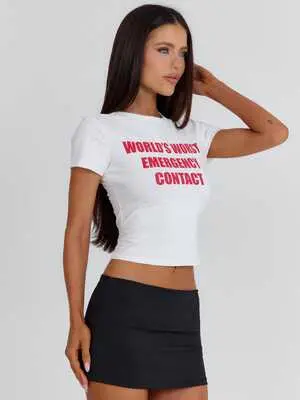 OUTCAST Emergency Contact Baby Tee