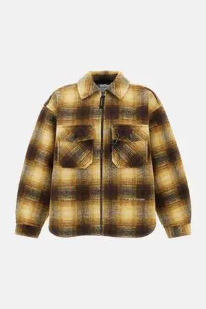 AND WANDER Giacca Con Zip In Lana A Quadri - Beige