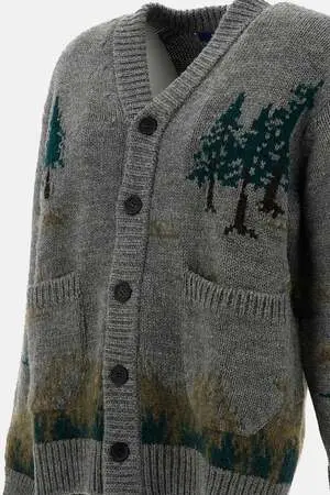 Junya Watanabe Cardigan In Maglia Intarsio Landscape