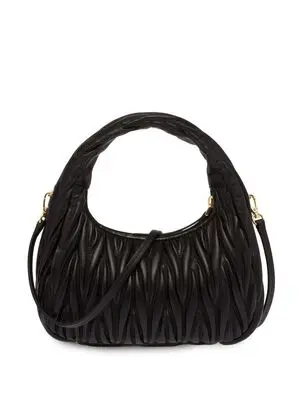 Miu Miu Wander Matelassé Nappa Leather Small Hobo Bag - Black