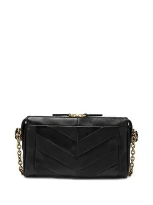 Valentino Garavani Panthea Small Shoulder Bag In Nappa Leather With Chevron Pattern - Black