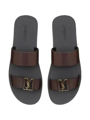 Saint Laurent Babylone Slides In Smooth Leather