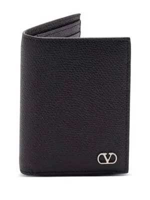 Valentino Garavani Vlogo Signature Cardholder In Grainy Calfskin - Black
