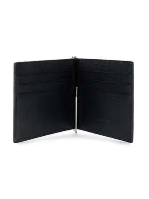 Saint Laurent Bill Clip Wallet In Grain De Poudre Leather