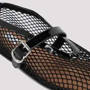 Alaïa Ballet Flats In Fishnet - Black