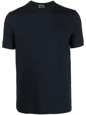 Giorgio Armani Icon Crew-neck T-shirt In Stretch Viscose Jersey - Blue