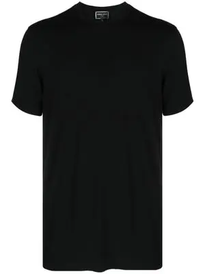 Giorgio Armani Icon Crew-neck T-shirt In Stretch Viscose Jersey - Black