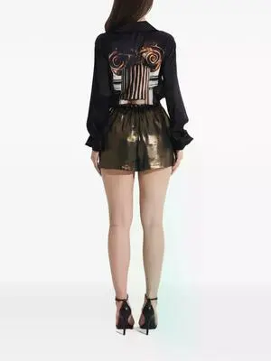 TESSITURA Pleated Metallic Mini Shorts