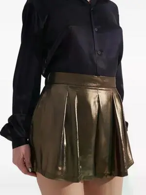 TESSITURA Pleated Metallic Mini Shorts