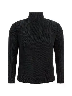 Issey Miyake Misty Pleats Asymmetrical Top - Black