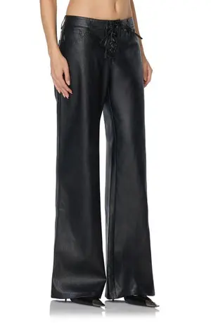 AFRM Lace Up Low Rise Flare Faux Leather Pants