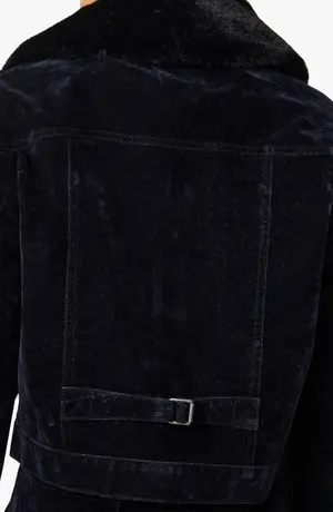 Habitual Faux Fur Collar Cropped Jacket