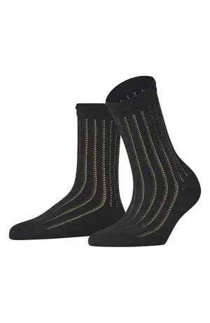 Falke Eyelet Cotton Blend Crew Socks - Black