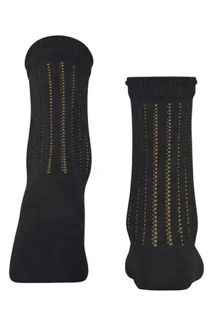 Falke Eyelet Cotton Blend Crew Socks - Black