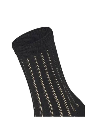 Falke Eyelet Cotton Blend Crew Socks - Black