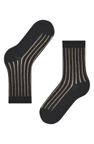 Falke Eyelet Cotton Blend Crew Socks - Black