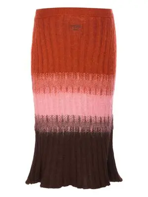 Fendi Gradient Mohair And Wool High-waisted Midi Skirt