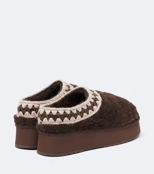Mou Shearling Platform Mules