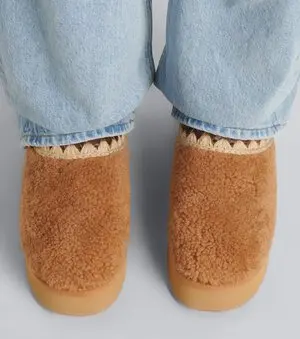 Mou Shearling Platform Mules