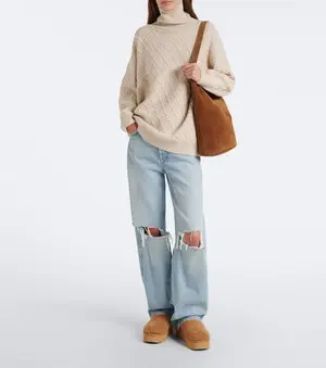 Mou Shearling Platform Mules - Brown