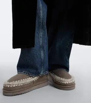 Mou 18 Shearling-lined Suede Ankle Boots - Grey