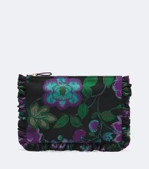 La DoubleJ Floral Ruffled Jacquard Pouch