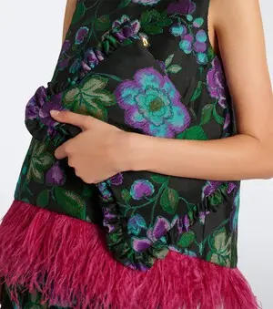 La DoubleJ Floral Ruffled Jacquard Pouch
