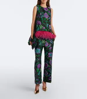 La DoubleJ Floral Ruffled Jacquard Pouch