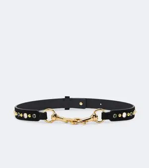 Etro Pony Embellished Suede Belt - Black