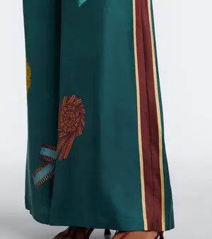 ALEMAIS Alémais Rosette Printed Silk Twill Palazzo Pants