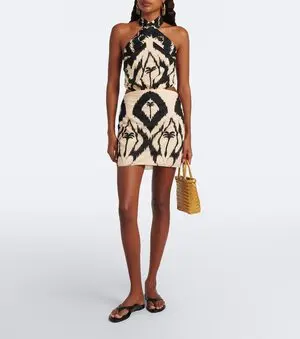 Johanna Ortiz Printed Cotton Halterneck Minidress