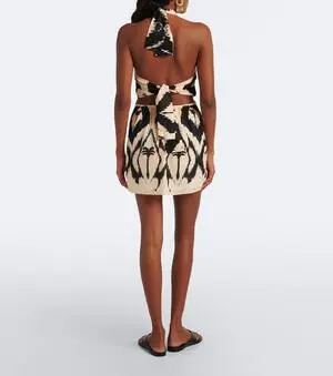 Johanna Ortiz Printed Cotton Halterneck Minidress