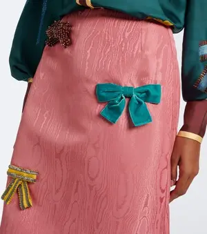 ALEMAIS Valentina Embellished Moiré Midi Skirt