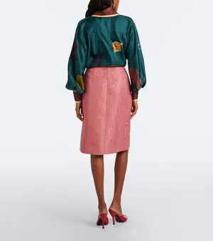 ALEMAIS Valentina Embellished Moiré Midi Skirt