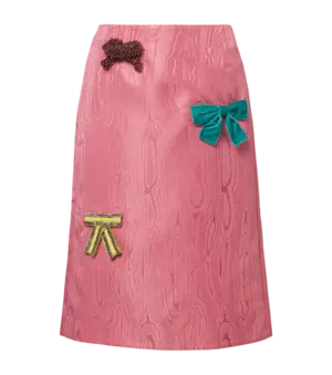 ALEMAIS Valentina Embellished Moiré Midi Skirt - Pink
