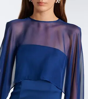 Simkhai Fiora Caped Organza-trimmed Gown