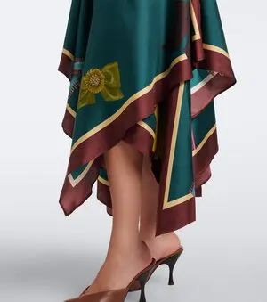 ALEMAIS Alémais Rosette Printed Silk Twill Midi Dress