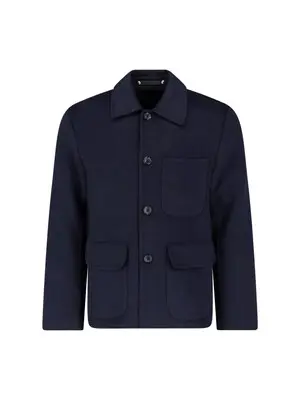 Paul Smith Jacket With Buttons In Wool Blend - Blue