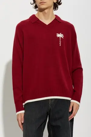 Palm Angels Wool Sweater With Embroide Logo