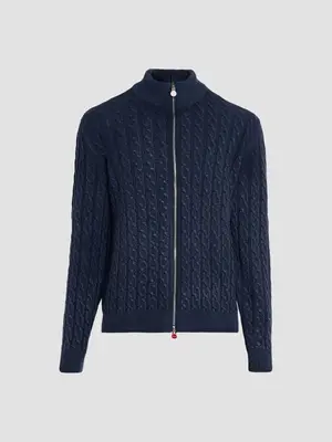 Kiton Zip Cable-knit Cashmere Sweater - Navy
