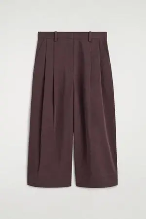 Cos Cotton Cropped Barrel-leg Pants - Brown