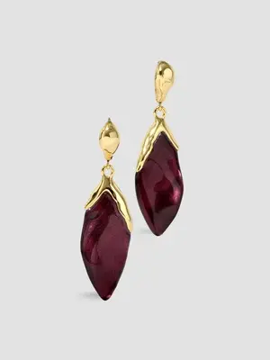 Alexis Bittar Luminous 14k-gold-plated & Lucite Petal Drop Earrings - Black Cherry