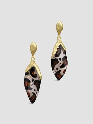 Alexis Bittar Luminous 14k-gold-plated & Lucite Petal Drop Earrings - Leopard