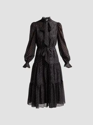 Kobi Halperin Erin Polka Dot Chiffon Midi Dress
