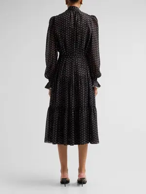 Kobi Halperin Erin Polka Dot Chiffon Midi Dress