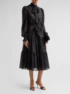 Kobi Halperin Erin Polka Dot Chiffon Midi Dress