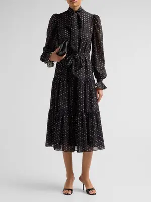 Kobi Halperin Erin Polka Dot Chiffon Midi Dress