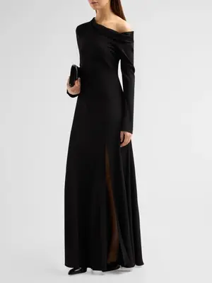 Alberta Ferretti One-shoulder Enver Satin Gown