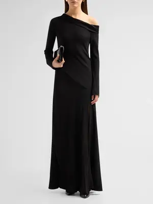 Alberta Ferretti One-shoulder Enver Satin Gown
